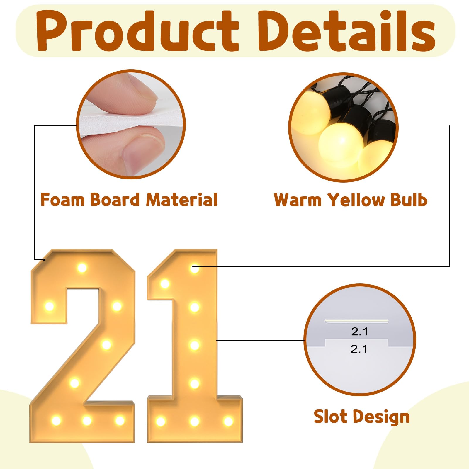 Snapklik.com : Imprsv 3FT Light Up Numbers, Marquee Numbers 21st ...