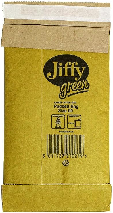 Jiffy Green Padded Bag Large Letter Envelope Size 00 105x229mm ...