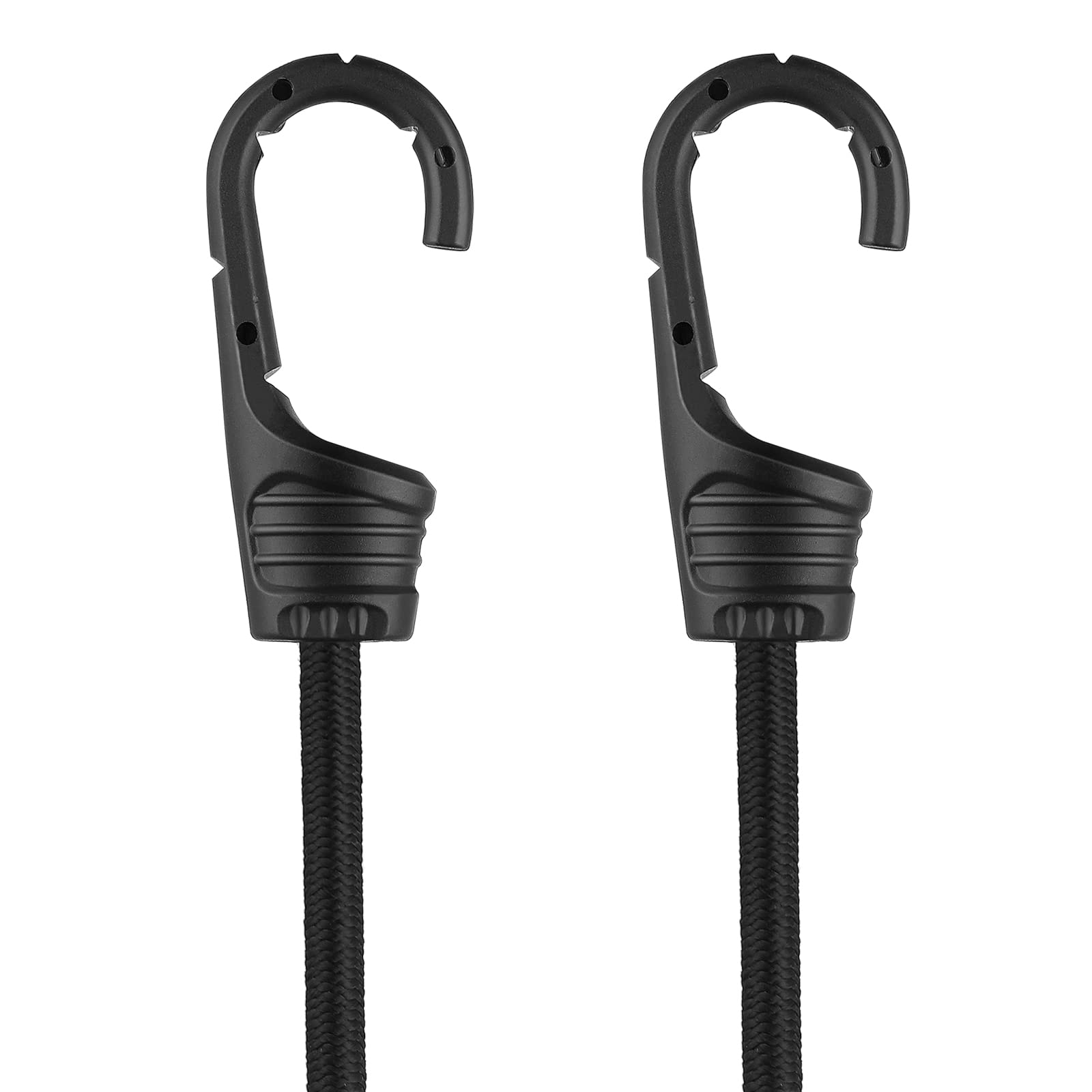 Grevosea 45cm Elastic Bungee Cords, 2Pcs Black Bungee Straps Heavy Duty ...