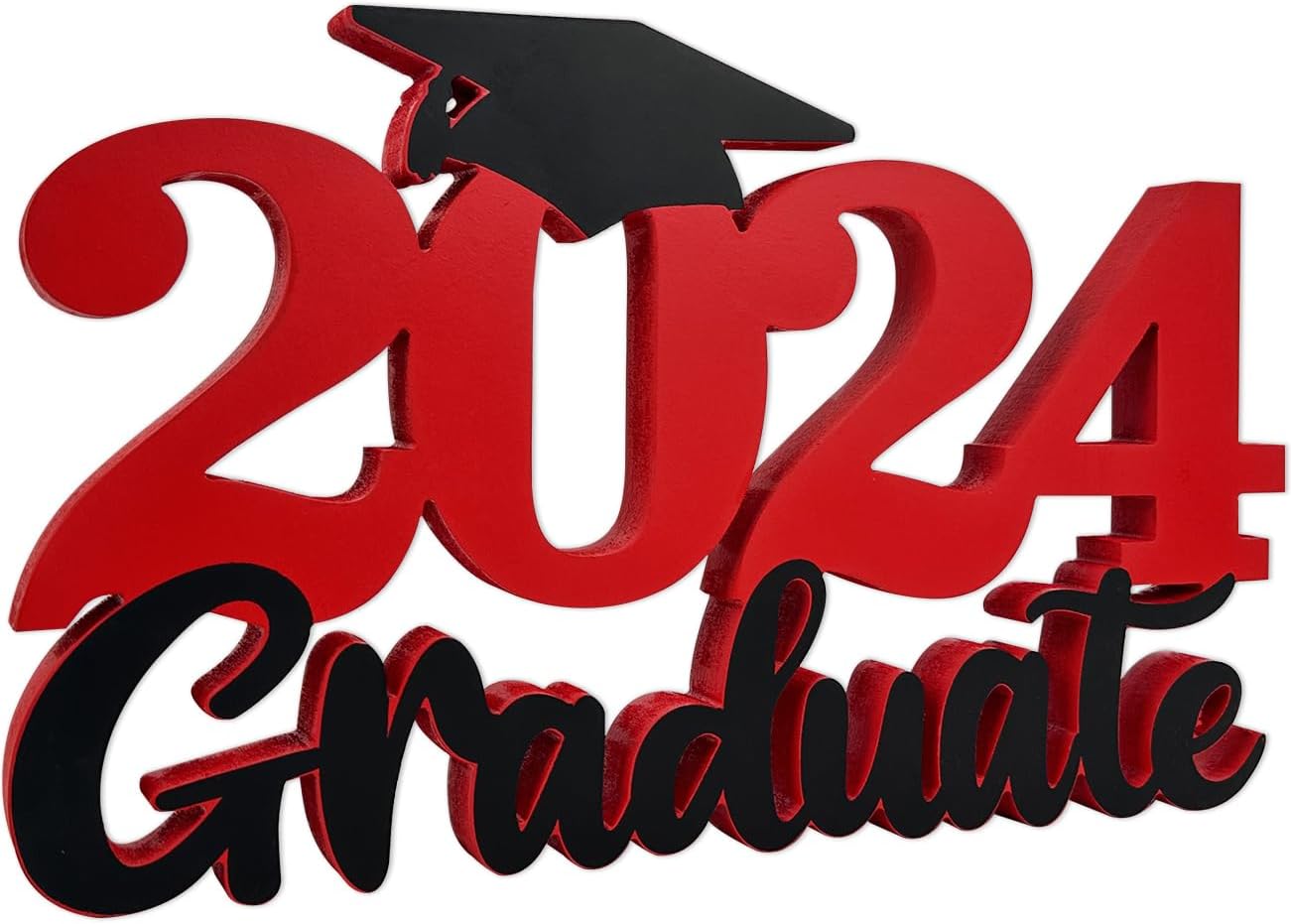 Amazon.com: 2024 Graduation Party Decorations Wooden Sign, Red Class of ...