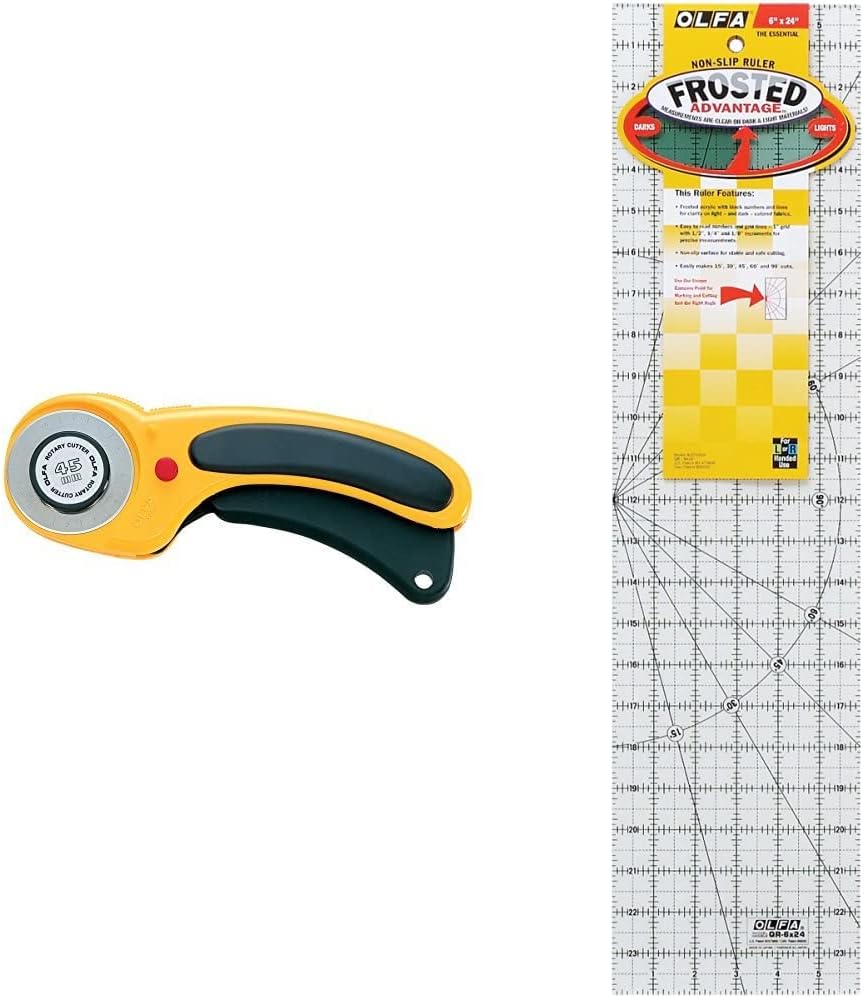Amazon.com: Olfa Deluxe 45mm Rotary Cutter and Olfa Frosted Advantage 6 ...