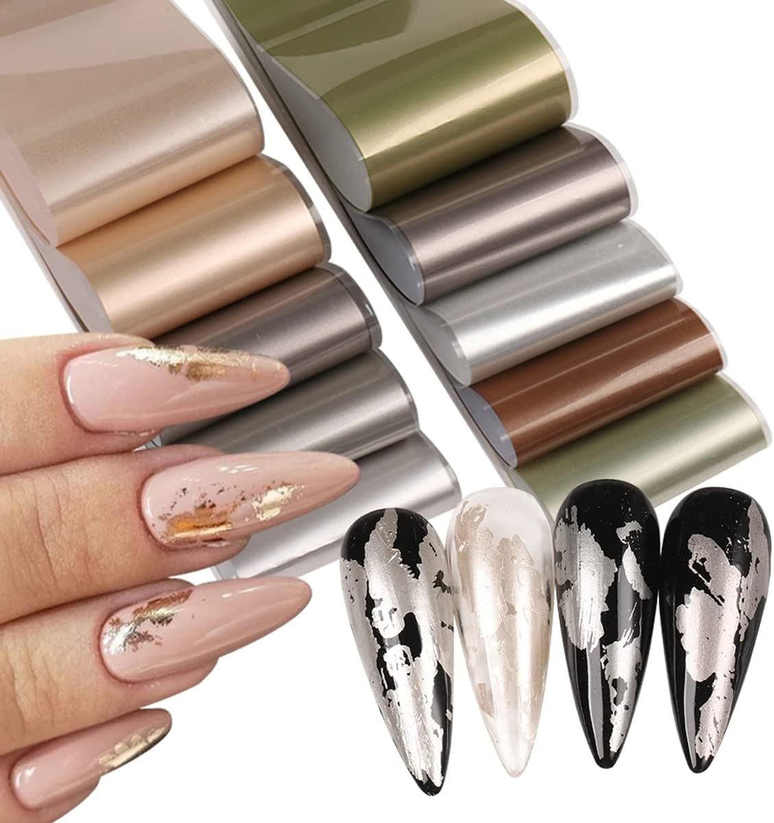 Amazon.com: Metallic Nail Foil Transfer Stickers,Gold Nail Art Stickers ...