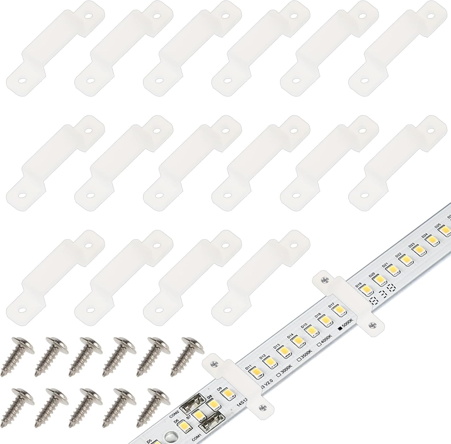 200 Pack Silicone Strip Light Clips LED Strip Light Mounting Clips with ...