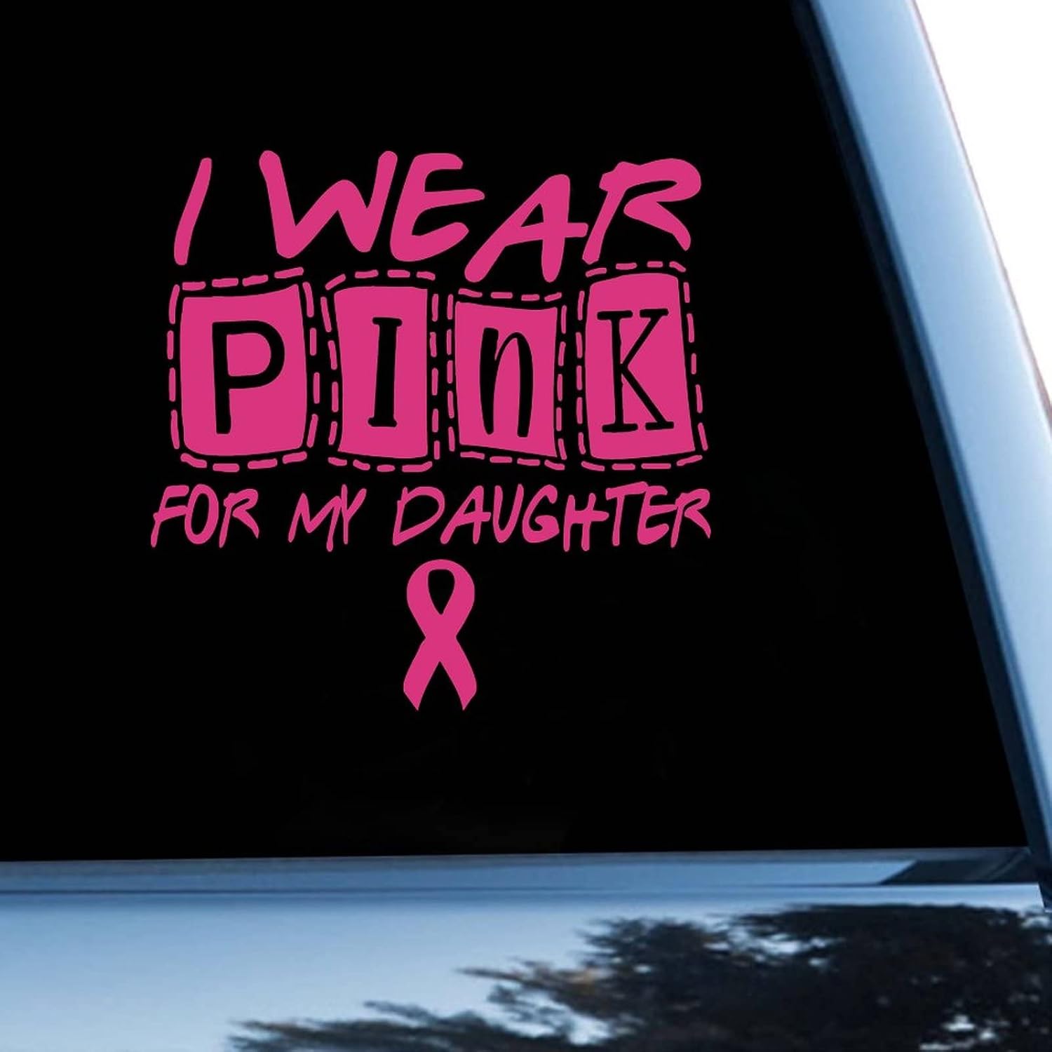 Amazon.com: I Wear Pink for Daughter Sticker, Breast Cancer Ribbon ...