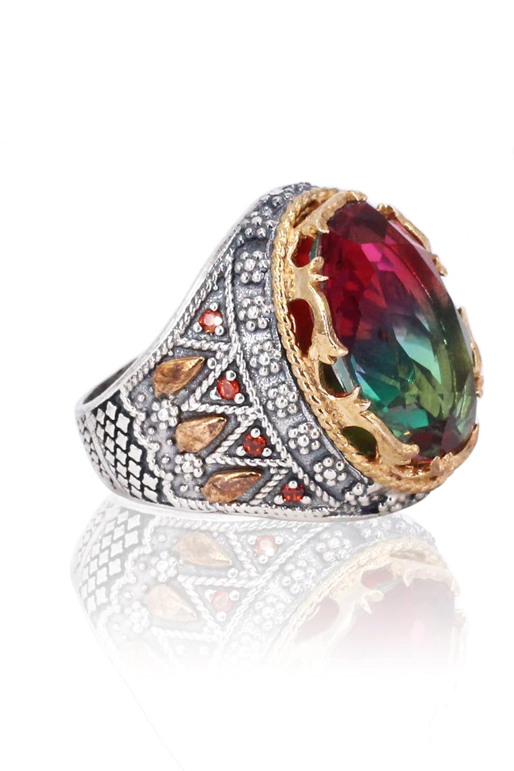 Amazon.com: DALMARKT Watermelon Tourmaline rings for men Tourmaline ...