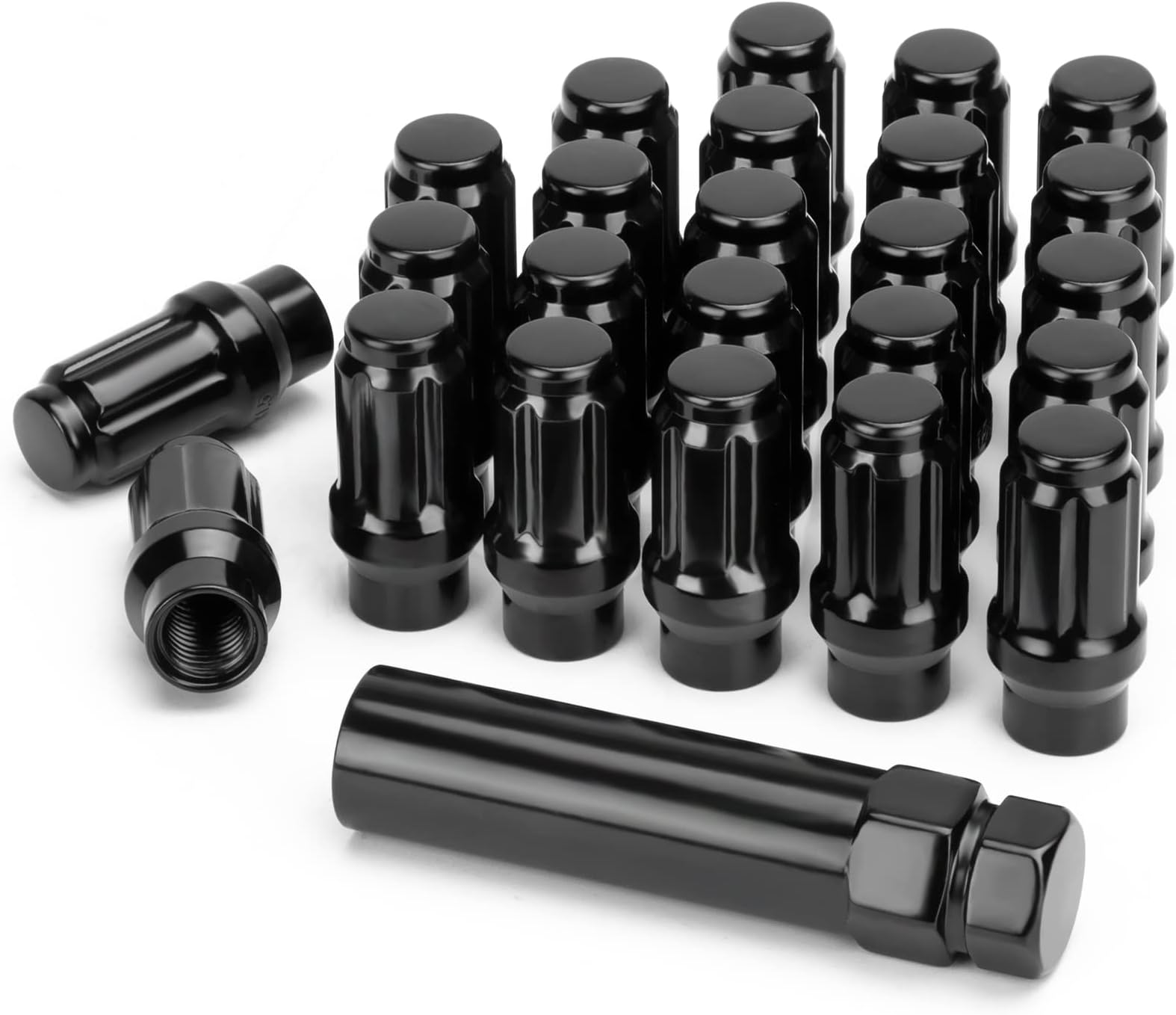 Amazon.com: M12x1.5 Lug Nuts M12-1.50 Lug Nuts Black Spline Lug Nuts 12x1.5 1.38" Long Set of 20 ...
