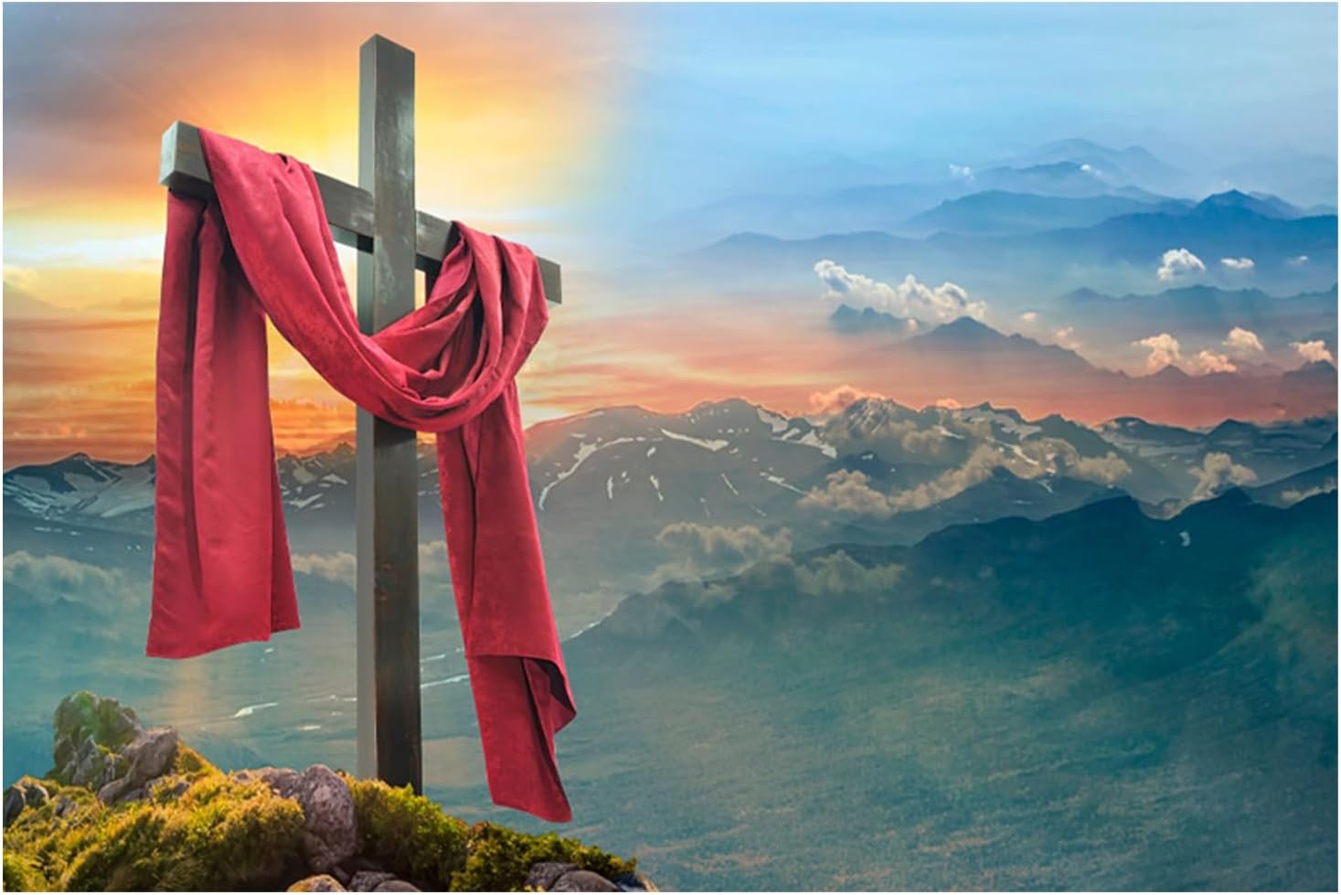Amazon.com : Caheansi 7x5 ft Jesus Christ Cross Backdrop Easter Holy ...