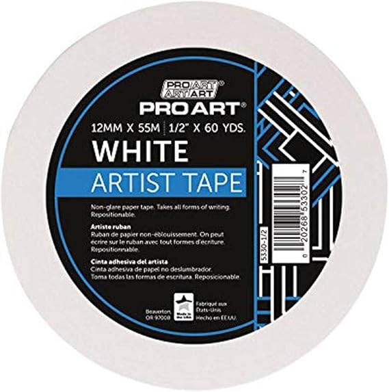 Amazon.com: PRO ART Artist Tape, 1/2-Inch by 60-Yard, White, 1/2-inch x ...