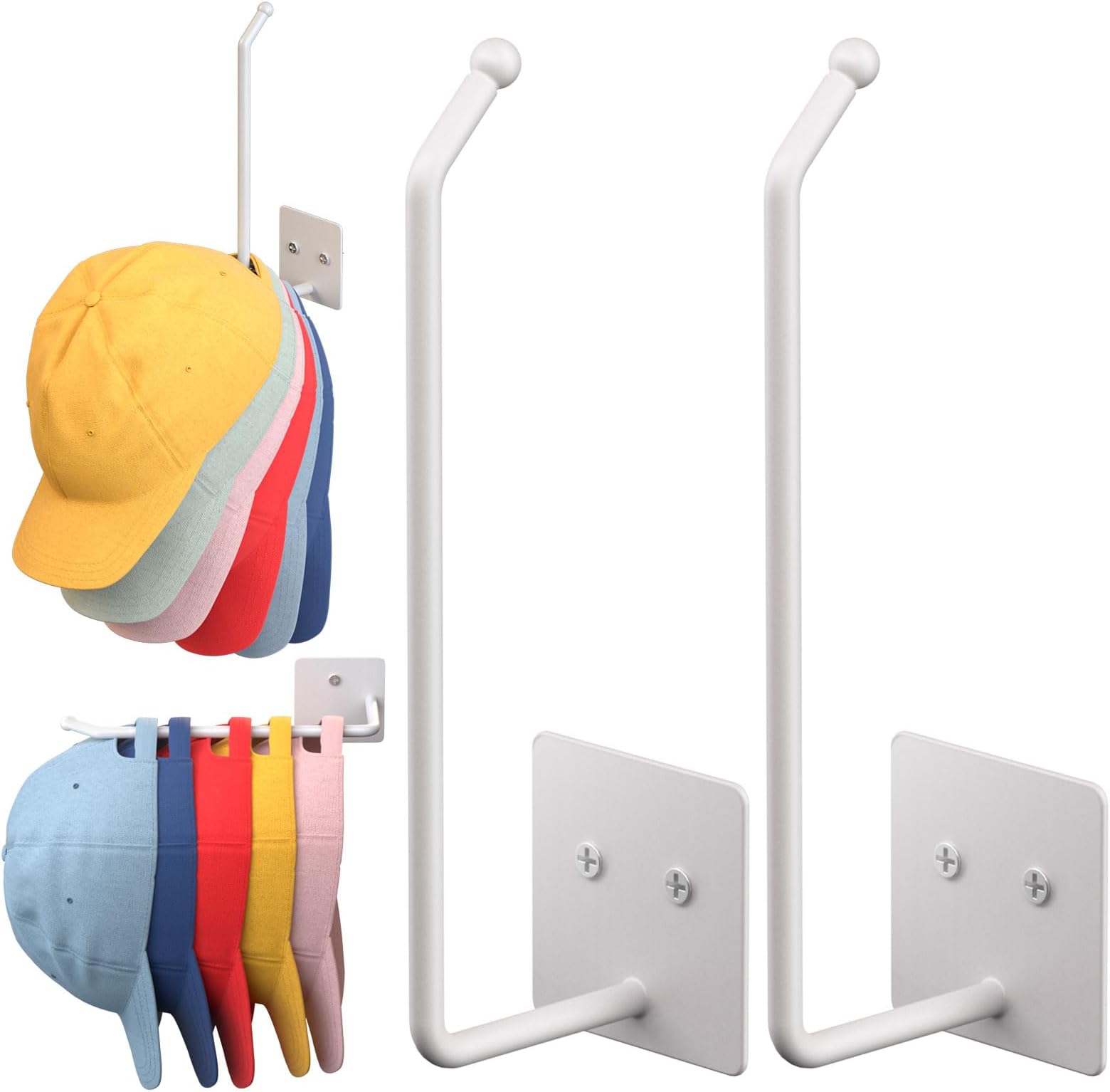 Amazon.com: 2 Pack Hat Racks for Baseball Caps Wall, Extended 8.07" Hat ...