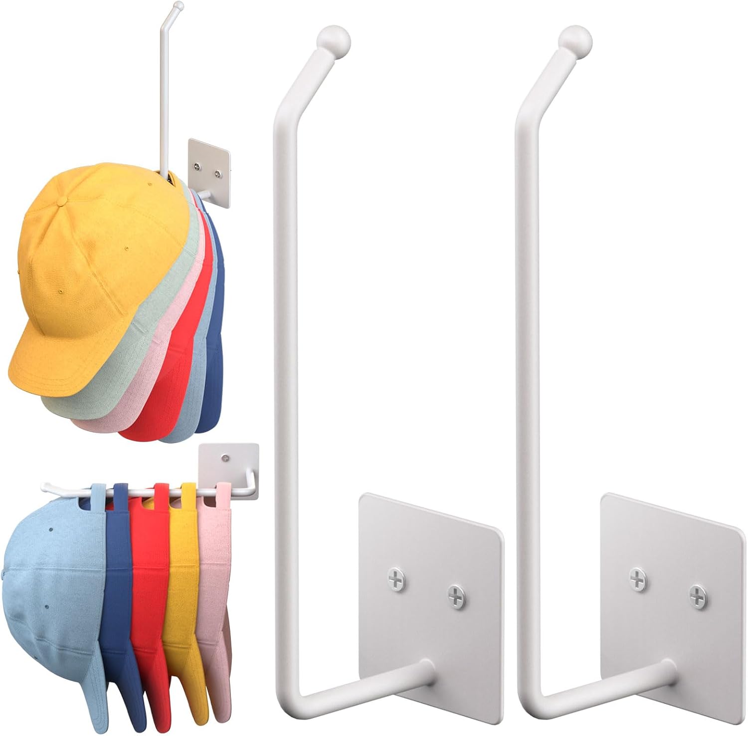 Amazon.com: 2 Pack Hat Racks for Baseball Caps Wall, Extended 8.07" Hat ...