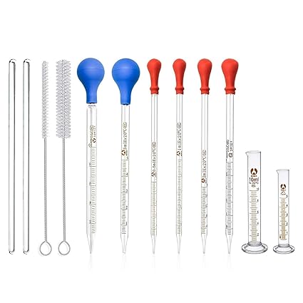 Salco 6pcs Glass Graduated Lab Pipettes 0.5ml,1ml,2ml,3ml,5ml,10ml ...