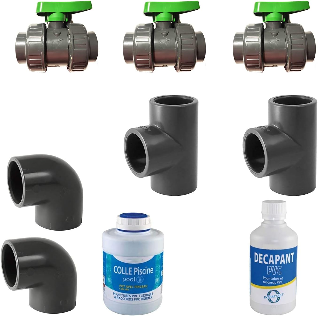 Kit Bypass 50mm 3 X Vannes 50mm / 2 X Té 50mm / 2X Coudes 50MM / 1 X ...