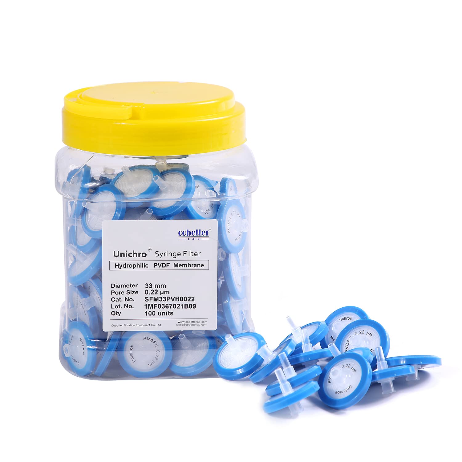 Snapklik.com : 100 Pack PVDF Syringe Filter Lab Filters 022μm Pore Size ...