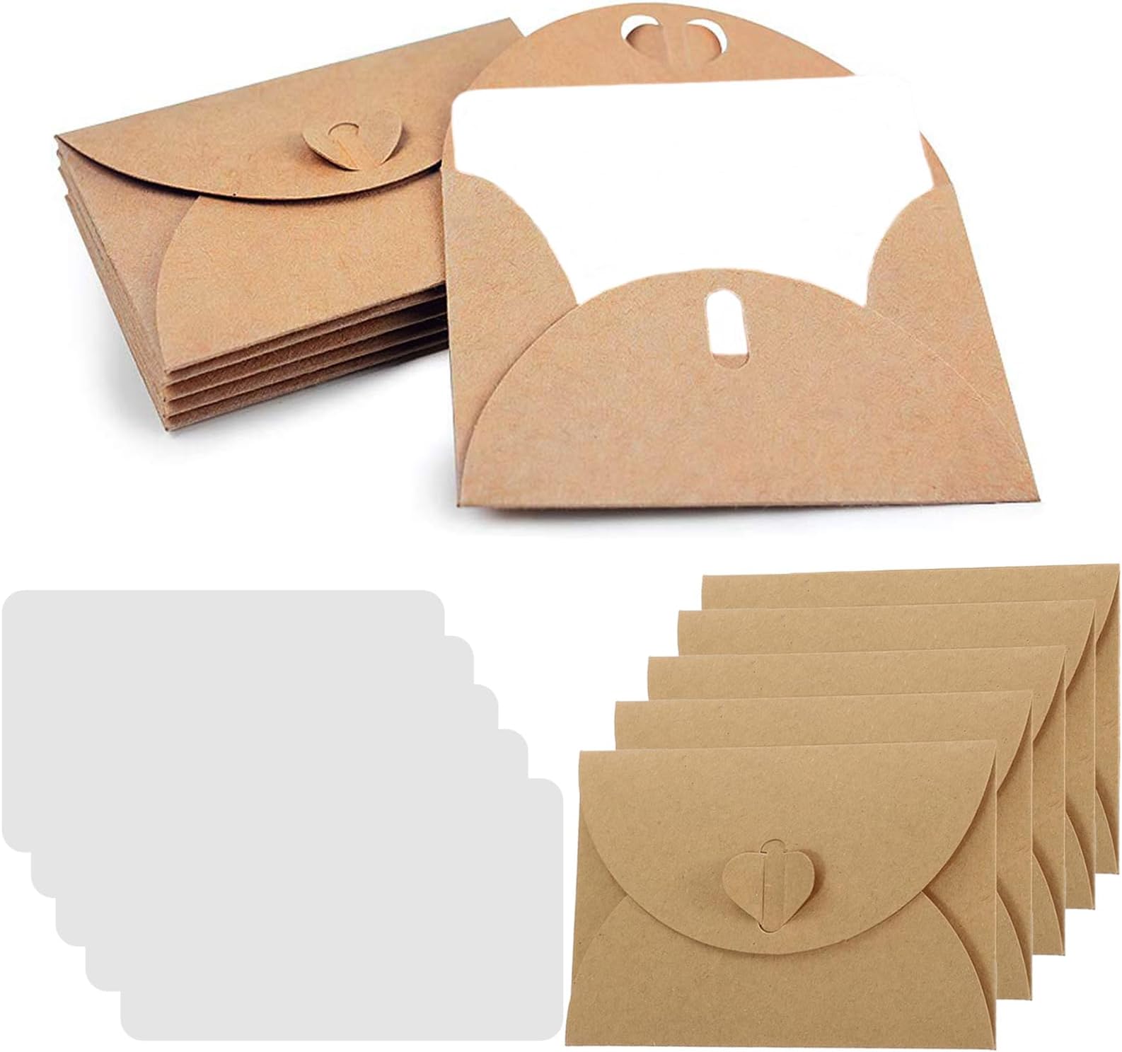 30 PCS Mini Envelopes with 30 PCS Blank Cards, Small Brown Envelopes ...