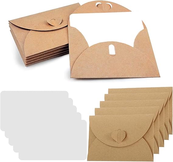 30 PCS Mini Envelopes with 30 PCS Blank Cards, Small Brown Envelopes ...