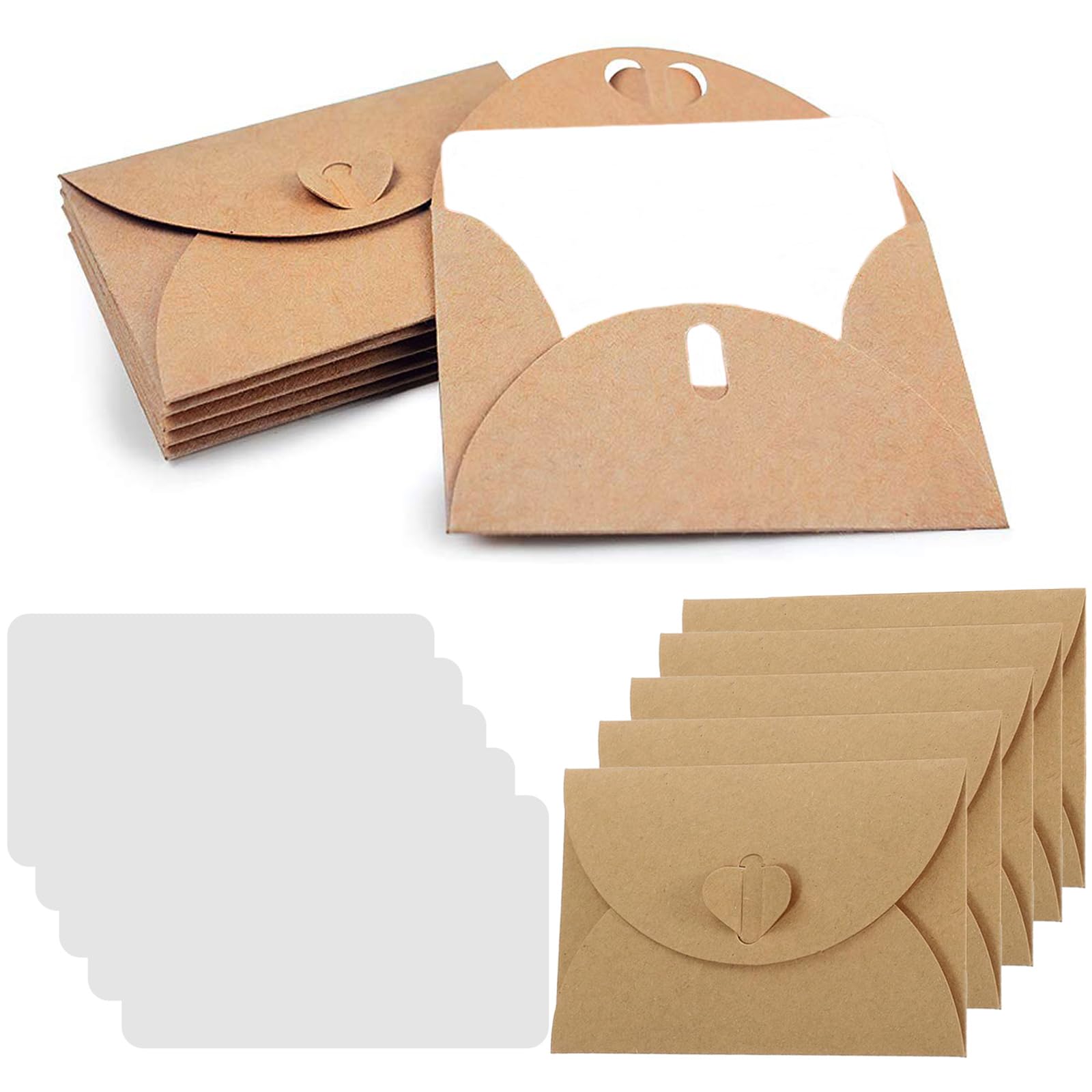 30 PCS Mini Envelopes with 30 PCS Blank Cards, Small Brown Envelopes ...