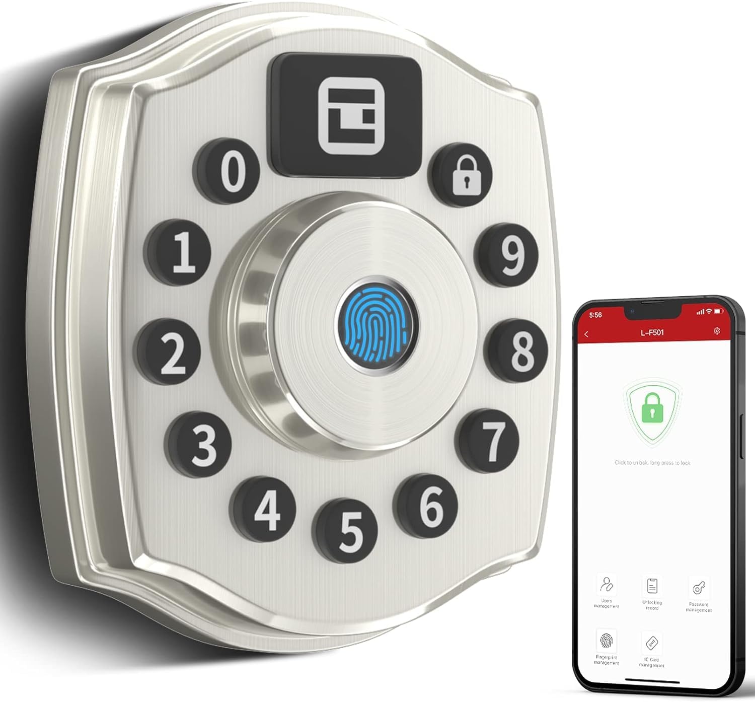 GeekTale Smart Deadbolt Lock, Fingerprint Deadbolt with App, Keyless ...