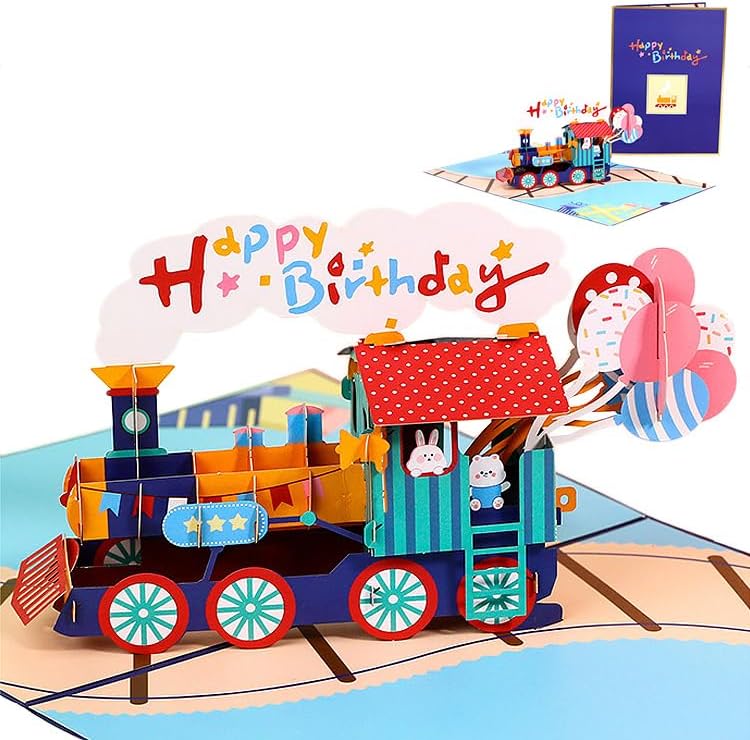 Thinp Pop up Birthday Card, Happy Birthday Train Pop up Card 3D ...