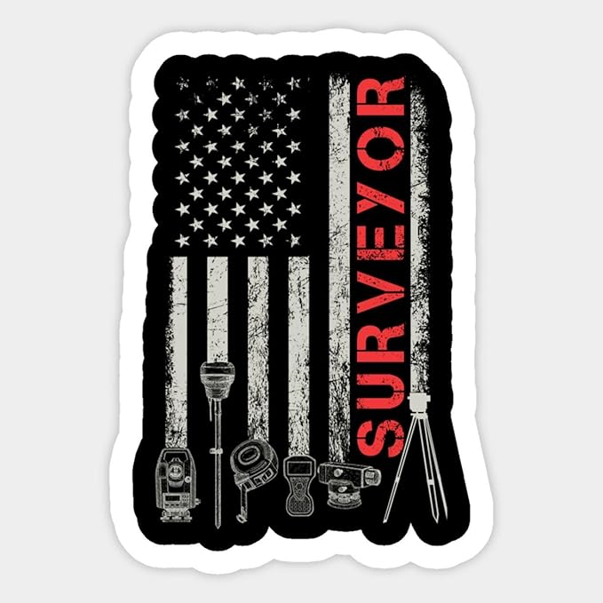 Amazon.com - American Flag Land Surveyor Surveying Engineer Sticker ...