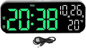 Amazon.com: OPPWONG Alarm Clock, Large Display Alarm Clock Digital Wall ...
