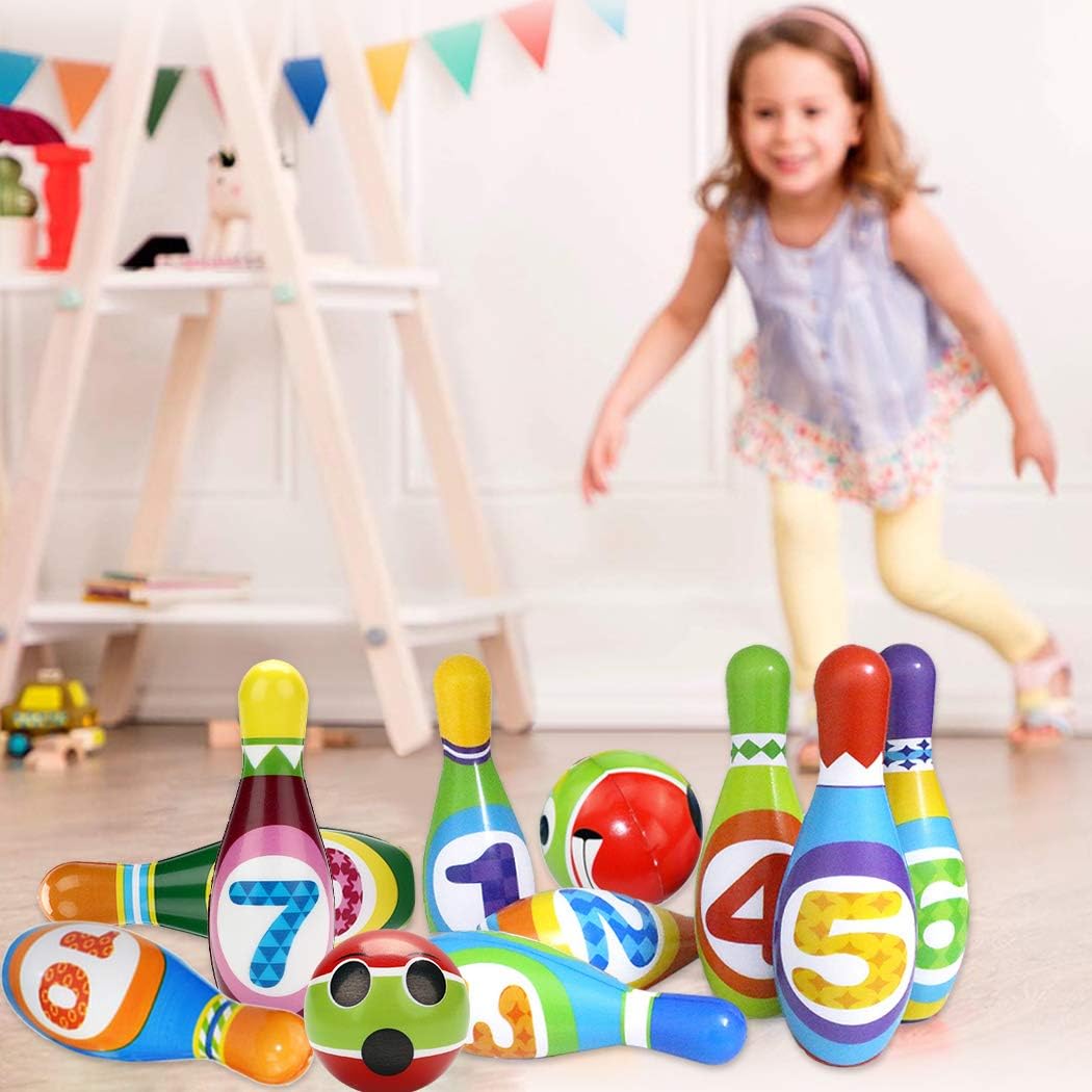 ZOYLINK 12PCS Kids Bowling Set Developmental Bowling Game Bowling Pin ...