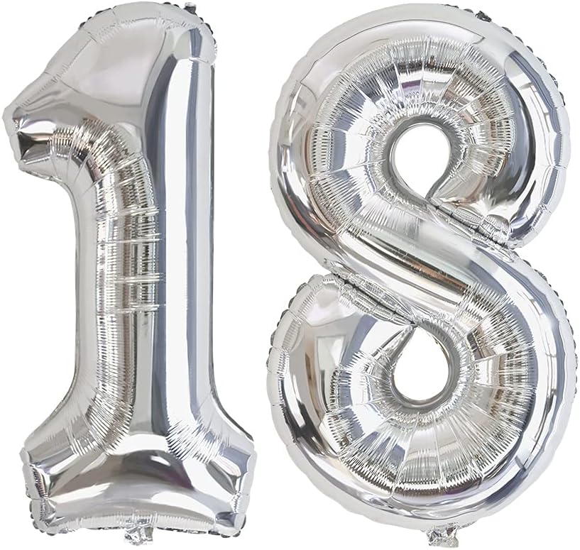 Ponmoo Globos de 394in con número 18 81 de plata globos de Mylar 18 81 ...