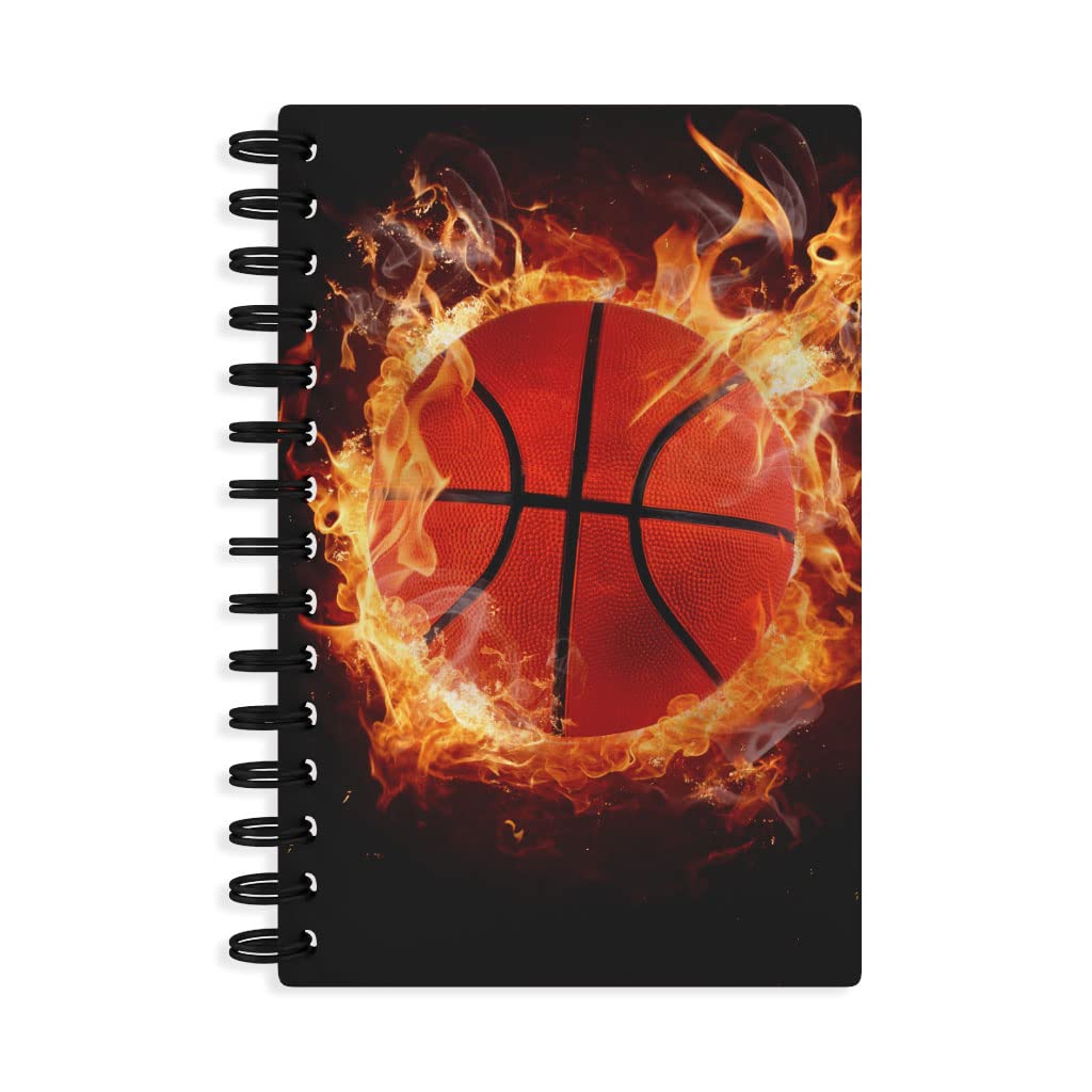 Flame Basketball Spiral Notebook - Basketball Design Spiral Notebook ...