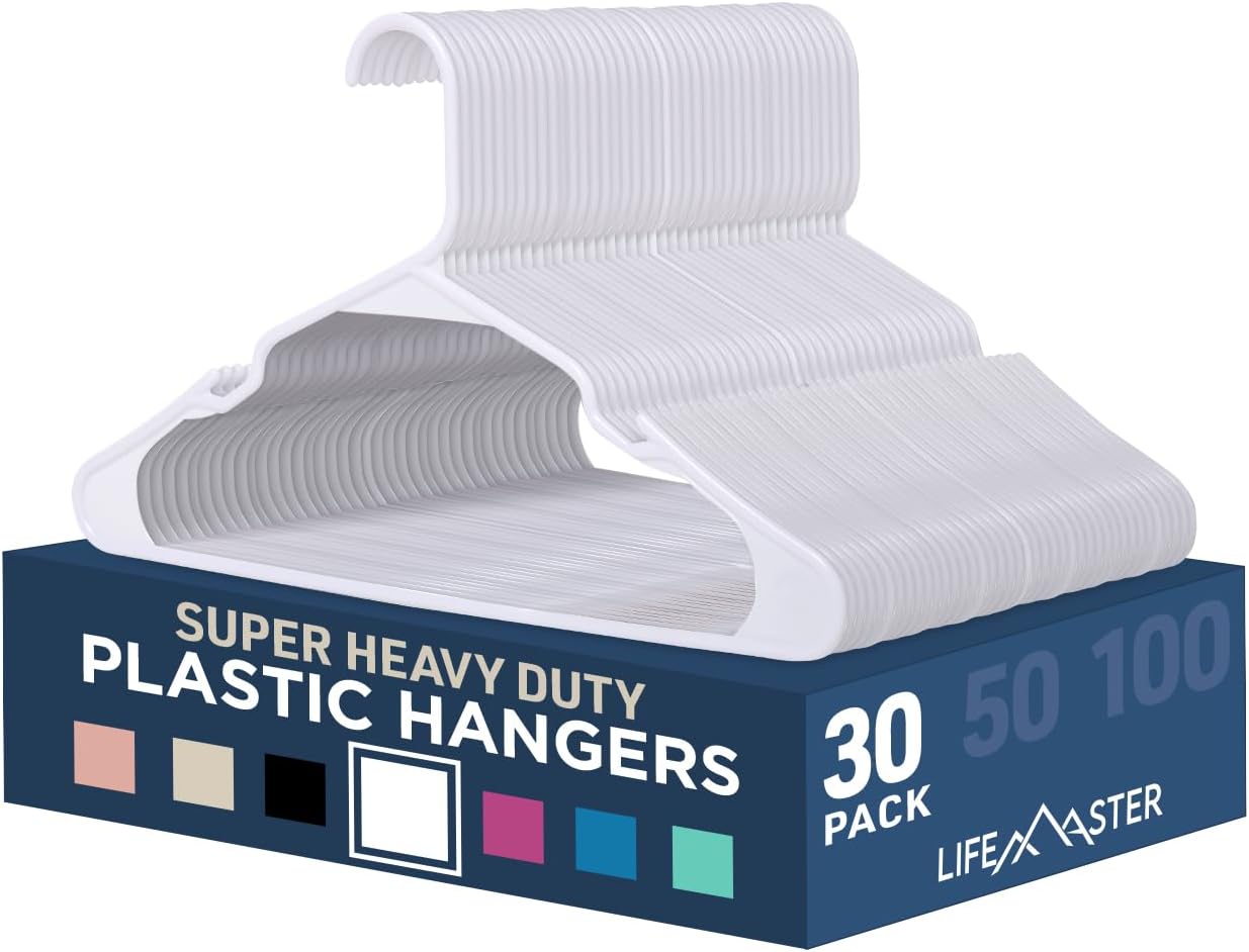 Amazon.com: Lifemaster Plastic Clothes Hanger Set - 30 Pieces Versatile ...