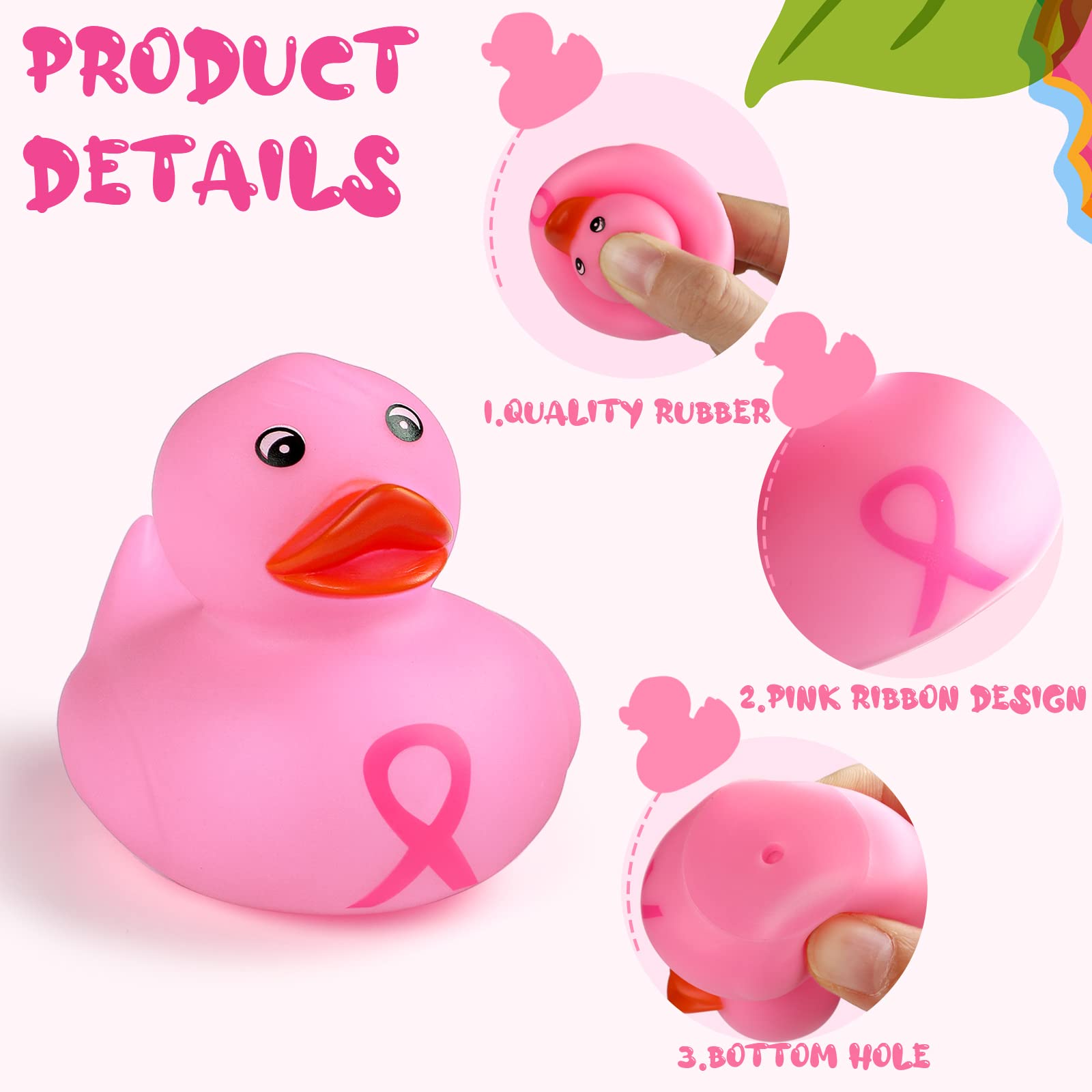 Snapklik.com : 2 Inch Pink Rubber Ducks Pink Ribbon Bath Ducks Pink ...