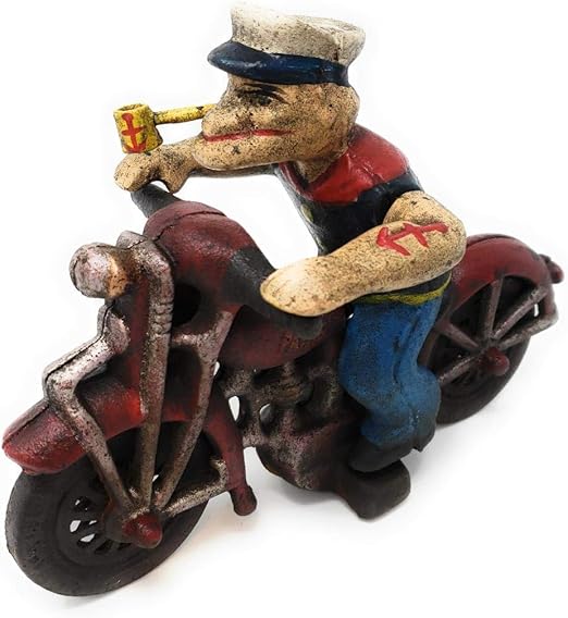 Amazon.com: GWTC Cast Iron Popeye on Motorcycle - Vintage Rustic Look ...