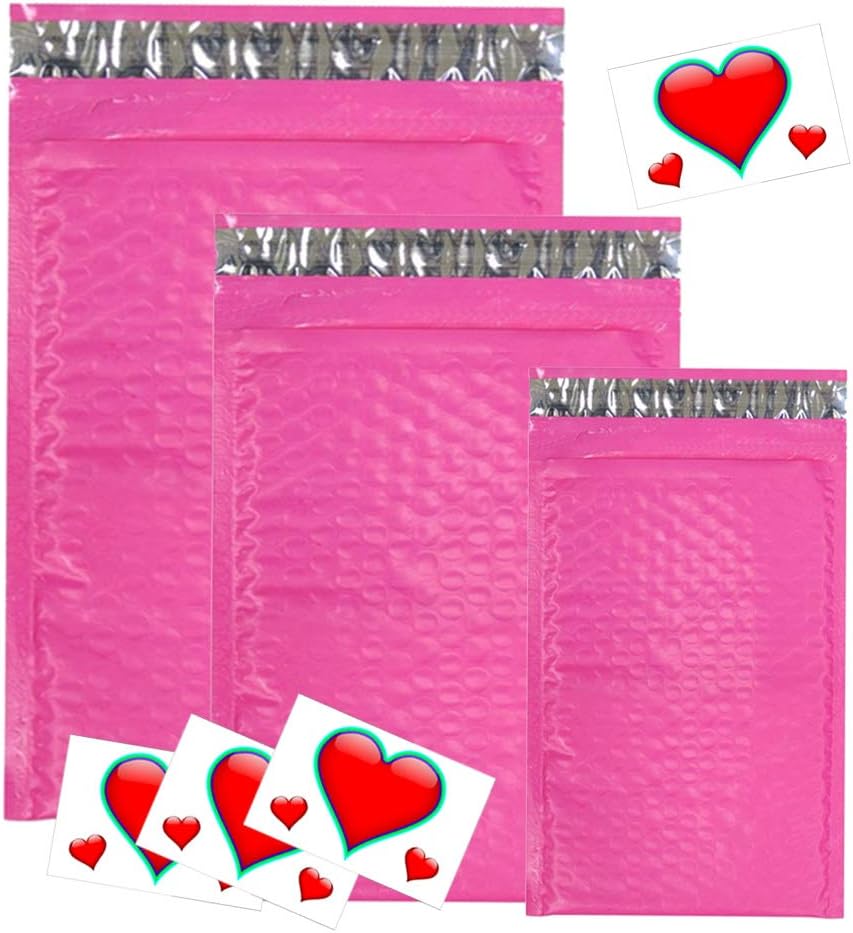 Amazon.com : Assorted Sizes 8.5x12, 6x9, and 4x8 Hot Pink Poly Bubble ...