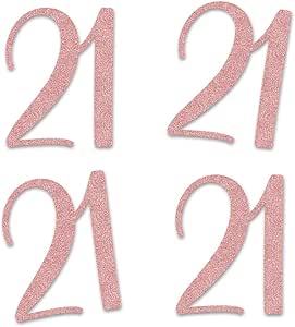 Amazon.com: Rose Gold 21 Cut-Out Numbers, 21st Glitter Birthday Party ...