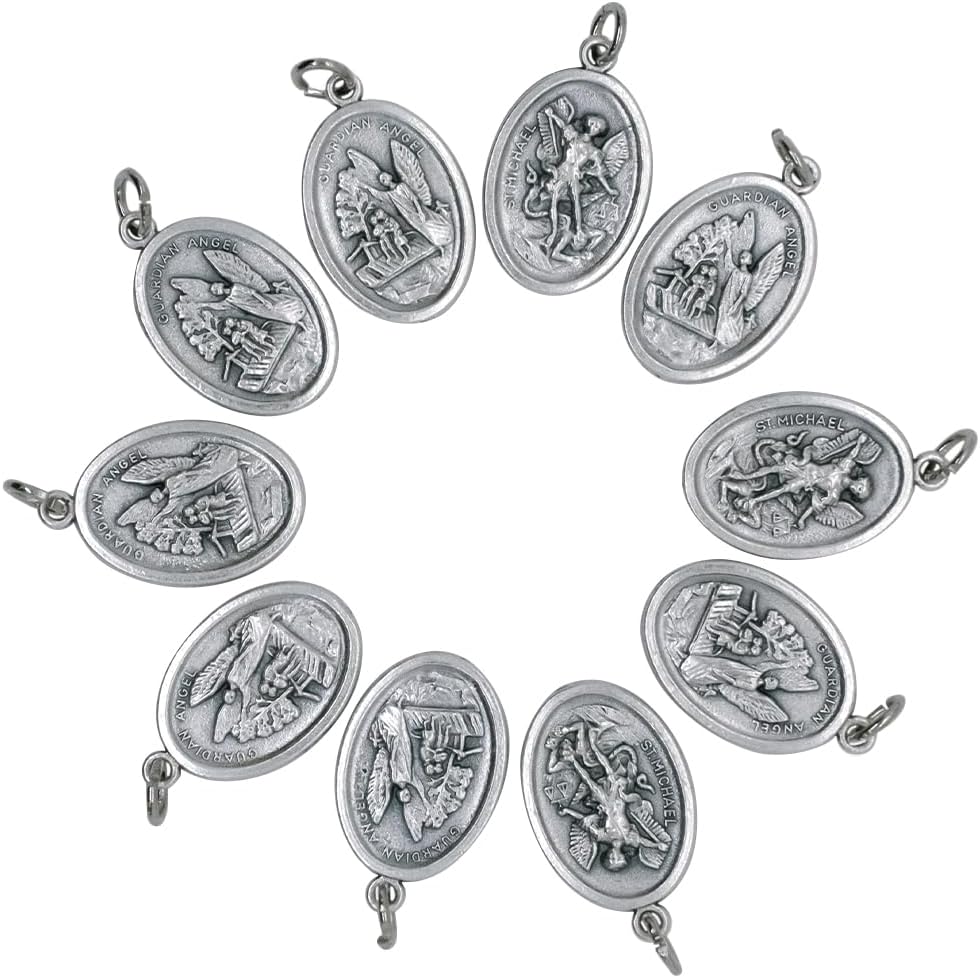 Amazon.com: Pack of Ten 1" Saint Michael and Guardian Angel Medals ...