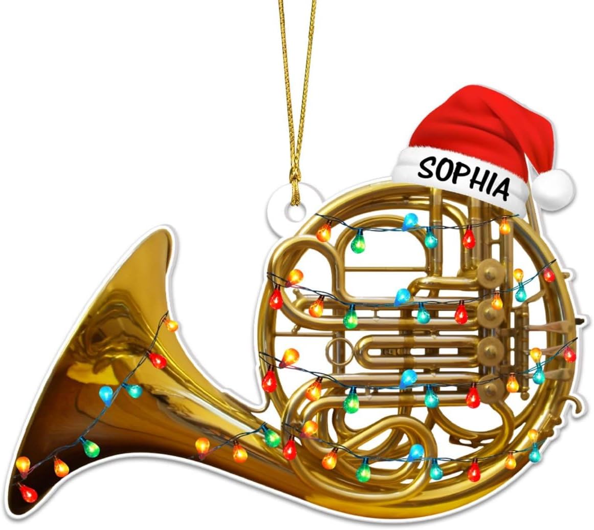 Amazon.com: Personalized 2D Flat French Horn Christmas Ornament for ...