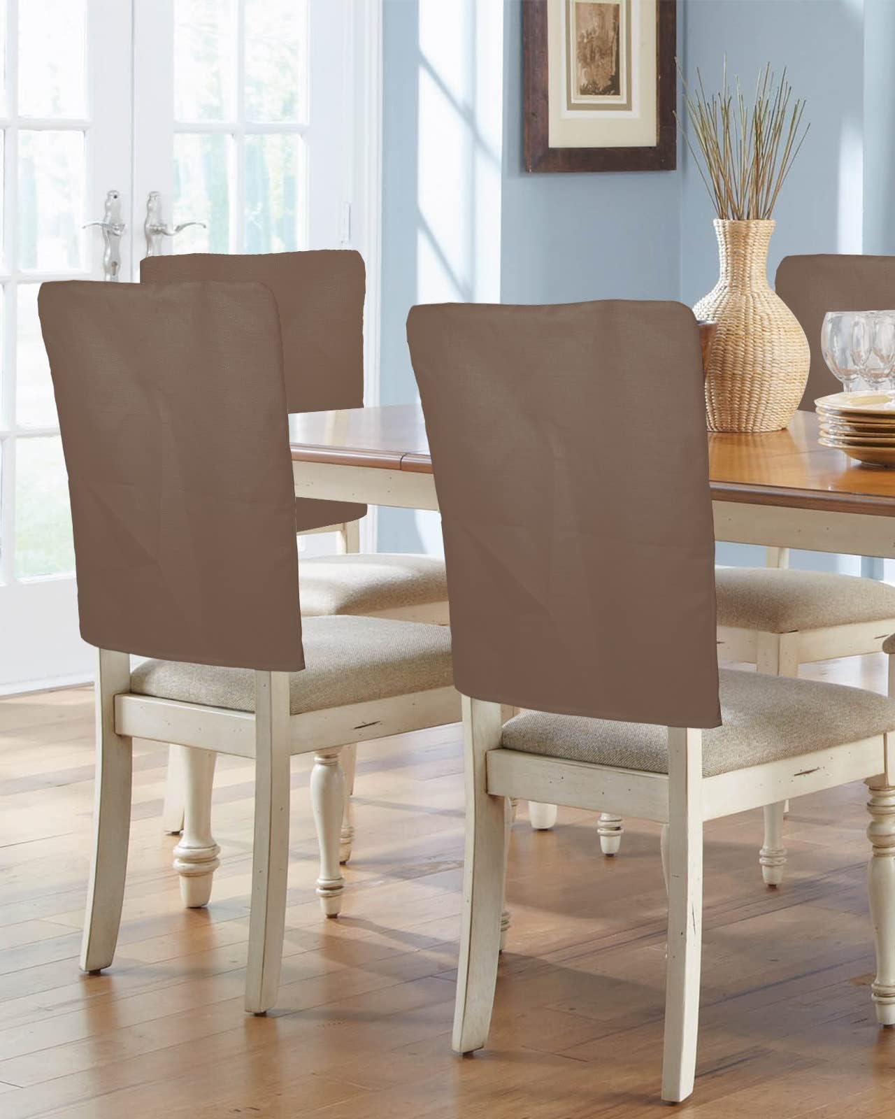 Amazon.com: LiDU Pure Brown Chair Covers Set of 6 for Dining Room ...