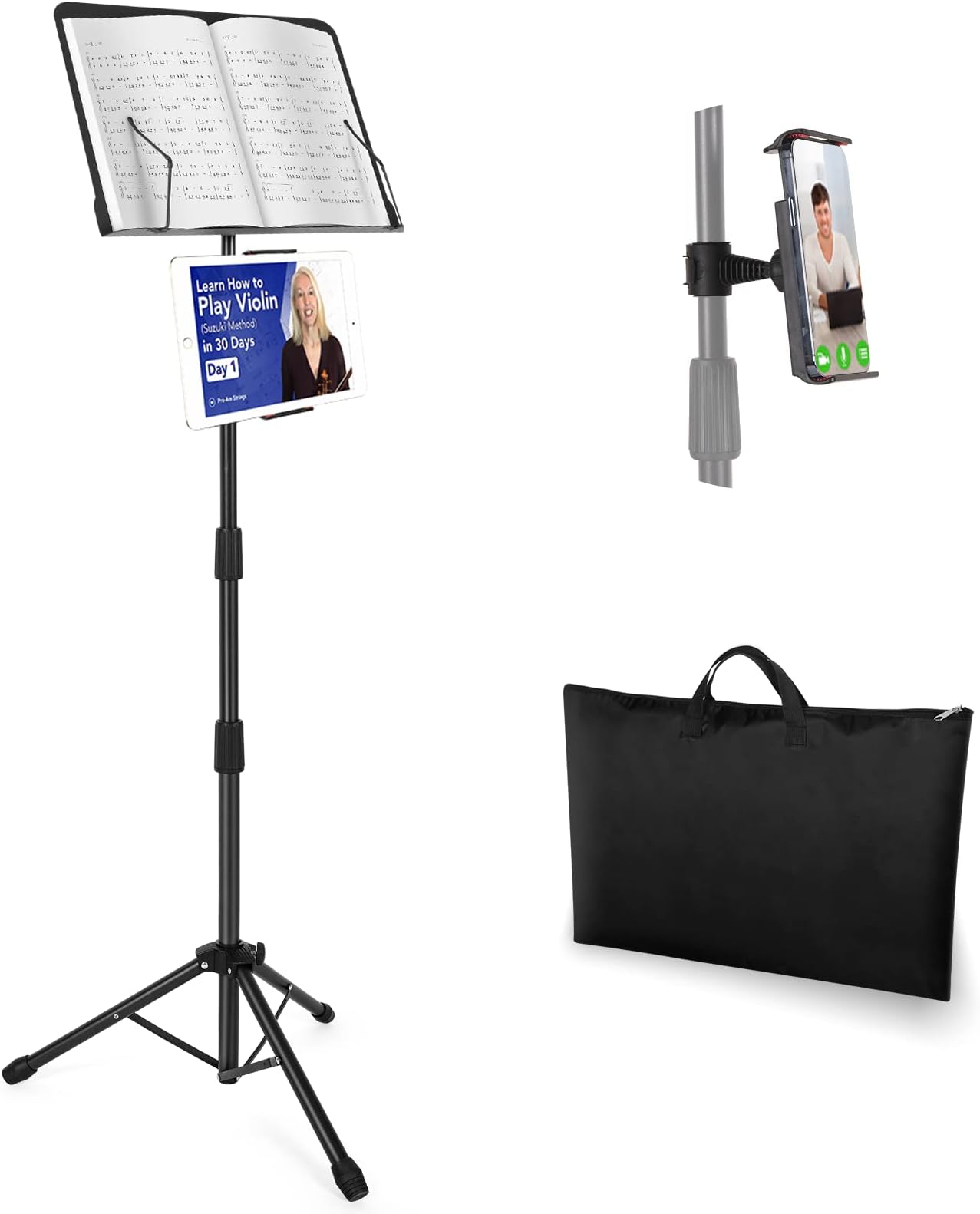 Amazon.com: 65 inch Music Stand with Phone Holder, Height Adjustable ...