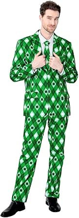 Fashonal Men's 3-Piece Party Print Suits, Two Button Jacket & Pants & Tie at Amazon Men’s ...