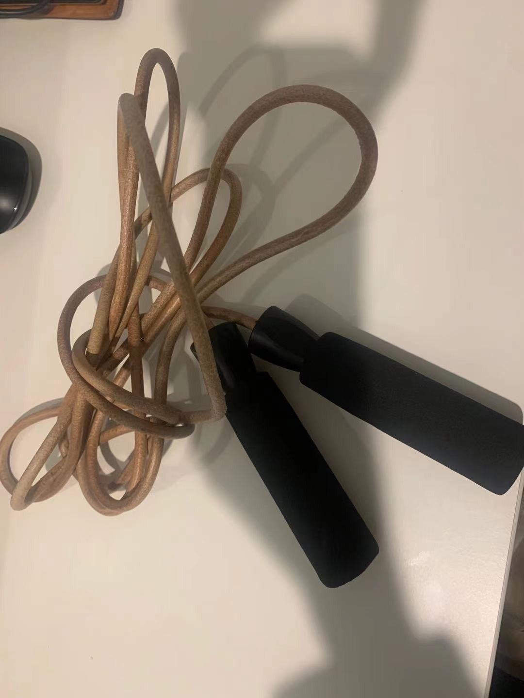 HUEY Sport Leather Jump Rope Adjustable Skipping Rope for Speed Quiet ...