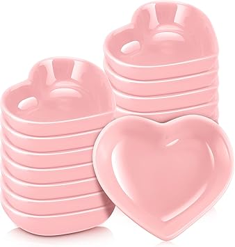 Amazon.com: Zopeal 12 Pcs Heart Shaped Bowls Ceramic Dishes Heart ...
