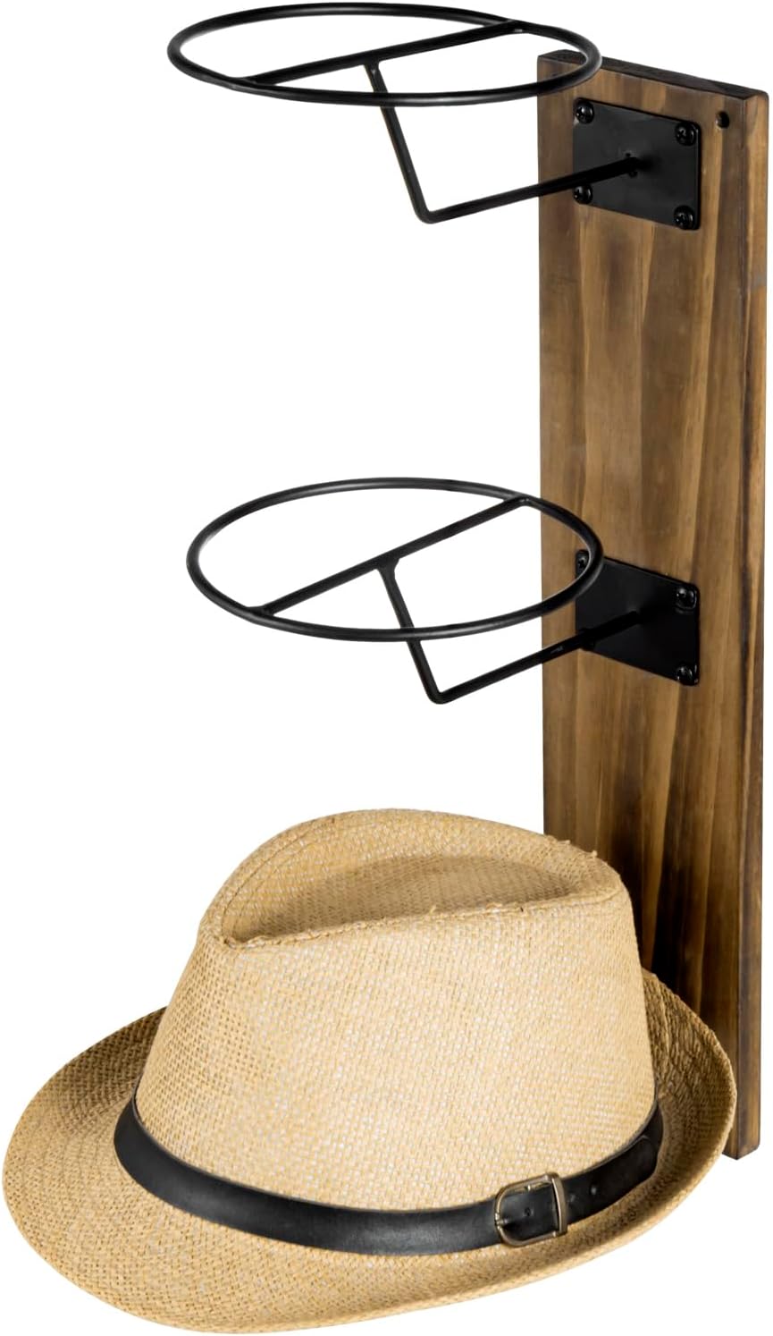 Amazon.com: MyGift Light Burnt Wood Hat Rack for Wall with Metal Wire ...