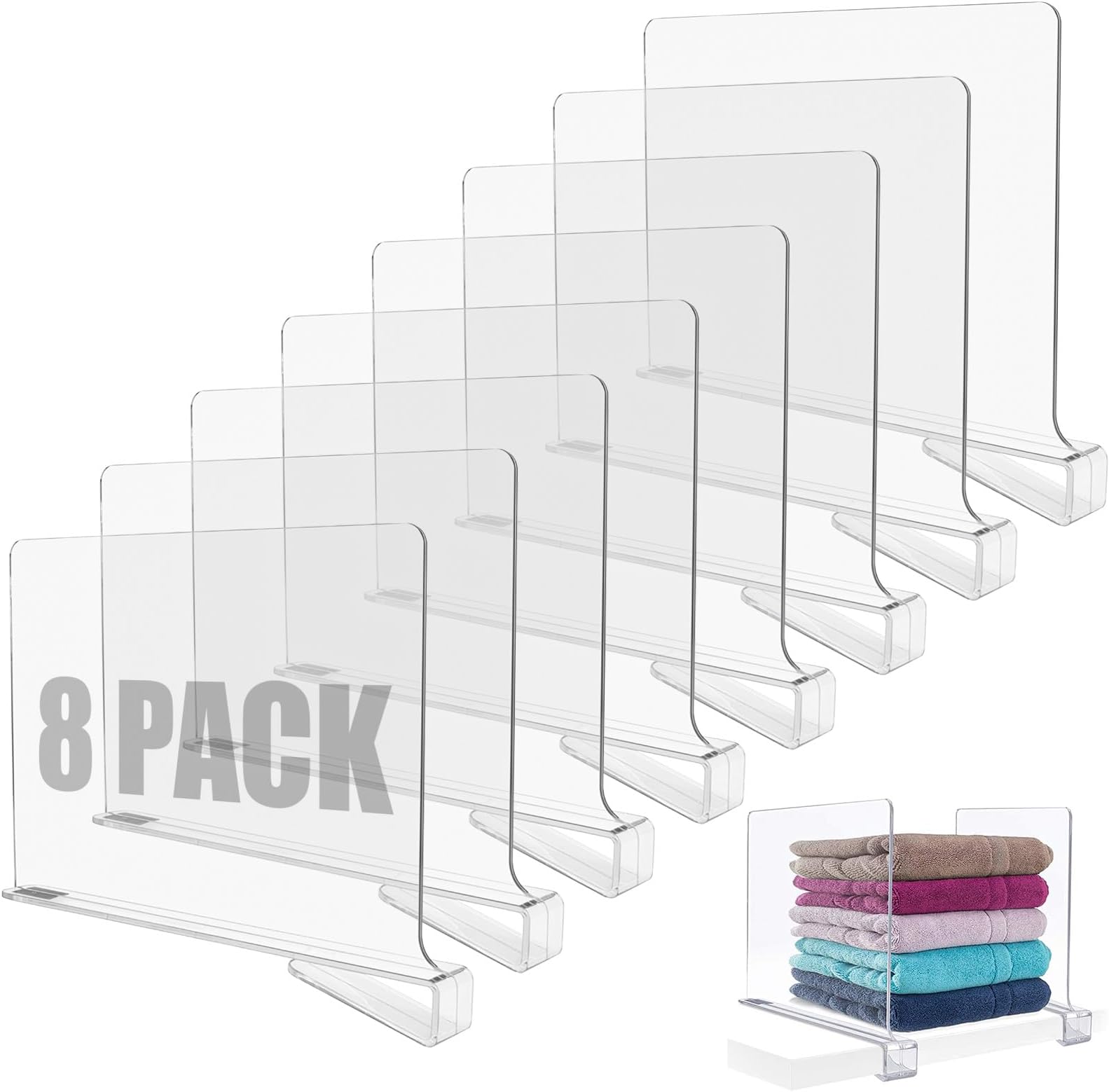 LIKEUDO 4 pcs Clear Acrylic Closet Shelf Dividers - Adjustable Wardrobe ...