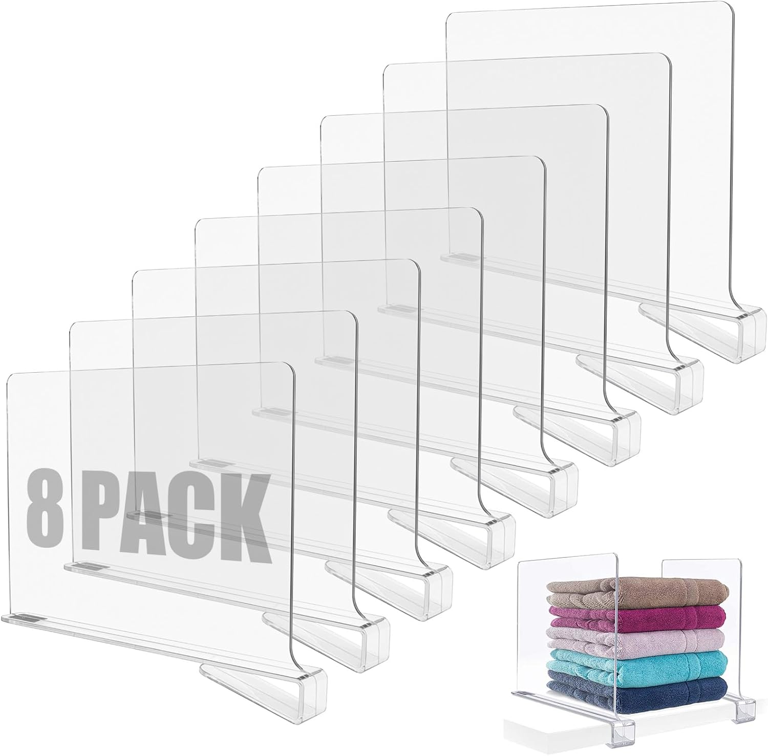 CYEER 8 PCS Shelf Dividers, Acrylic Shelf Dividers for Wardrobe ...