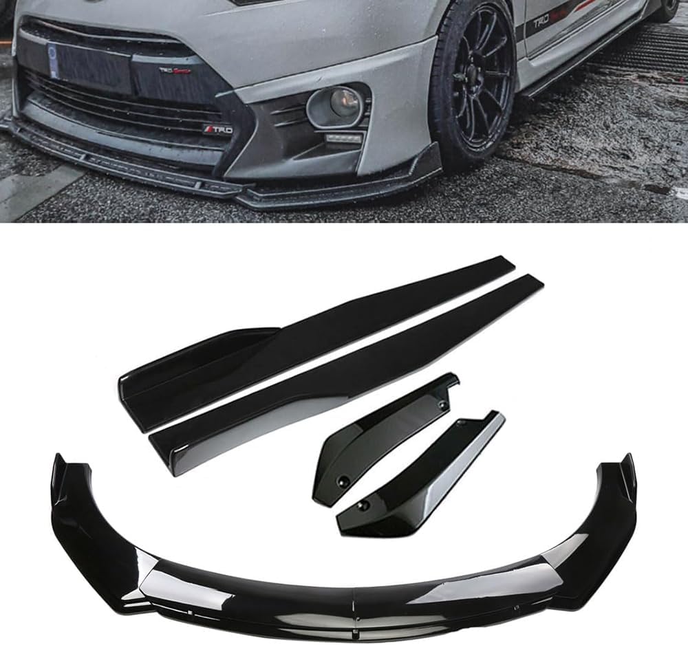Amazon.com: Evargc Glossy Black 69"-73" Adjustable Car Front Bumper Lip ...