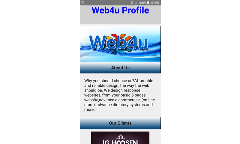 Aplicación Web4u Profile en Amazon Appstore