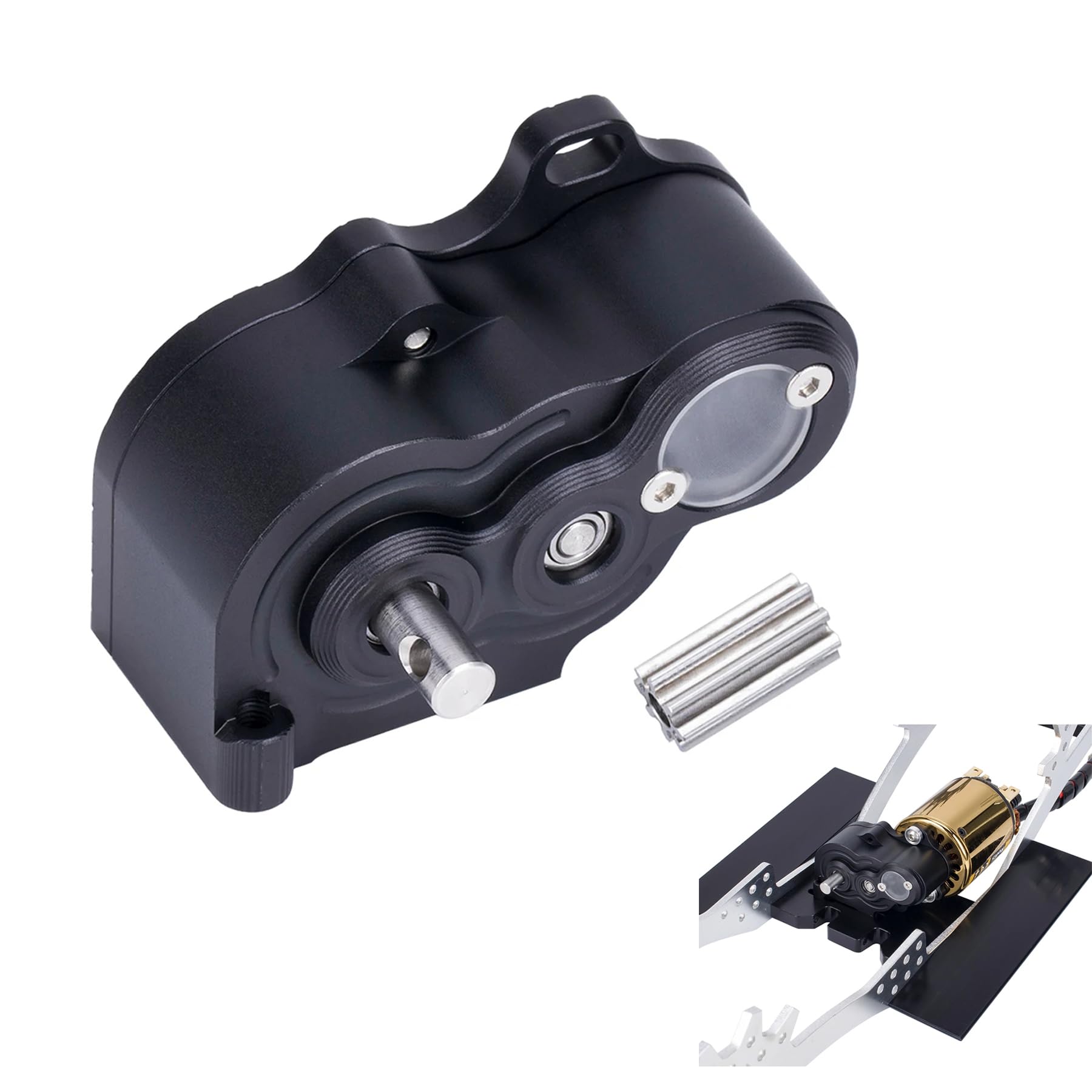 Amazon | AMK 1/10 RCトランスミッション LCGクローラーR2メタルトランスミッション 低重心ギアボックス 1/10スケール ...