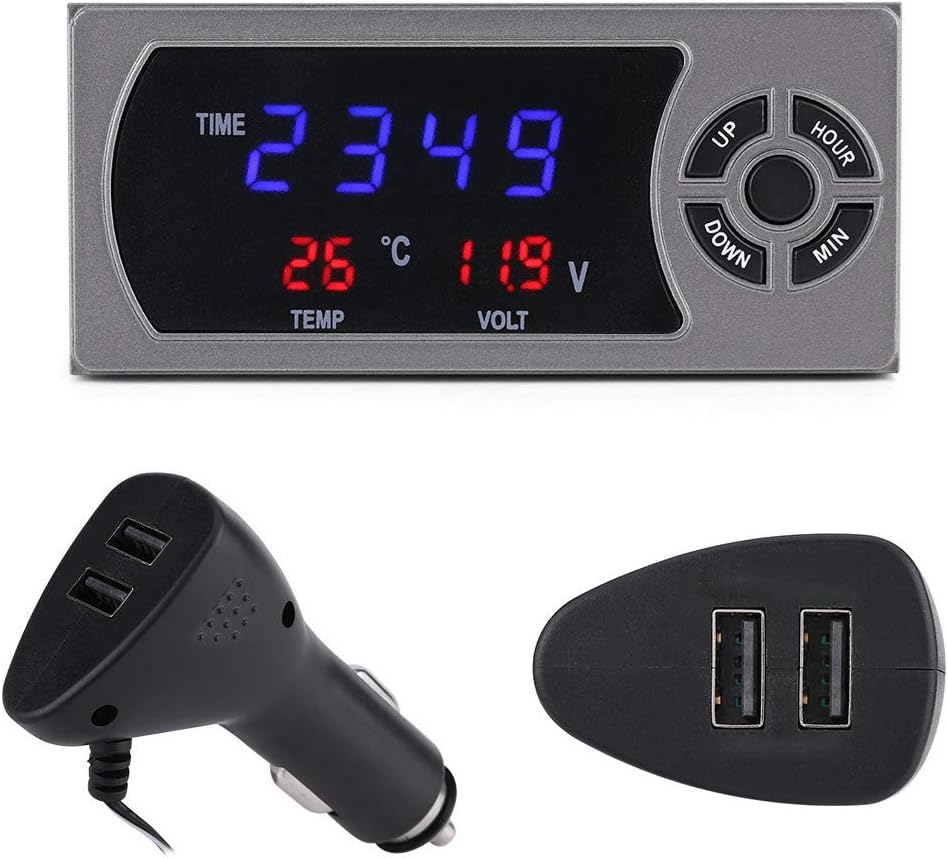 3-in-1 12-24V LED Digital Car Clock Thermometer Voltmeter LCD Digital ...