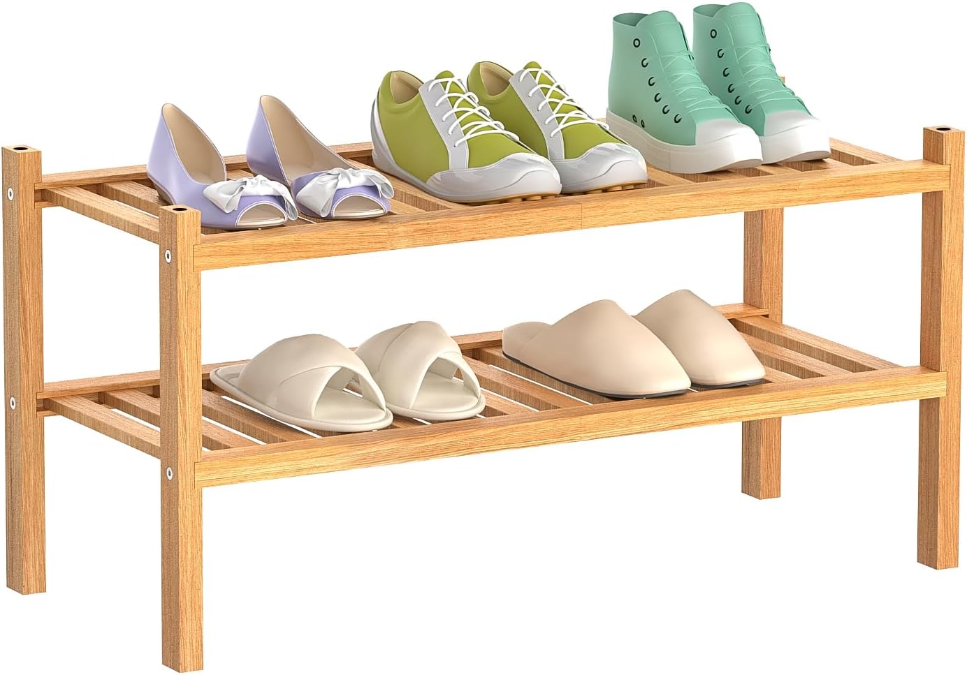 Amazon.com: Shoe Rack 2-Tier Organizer-Stackable Storage Shelf with ...