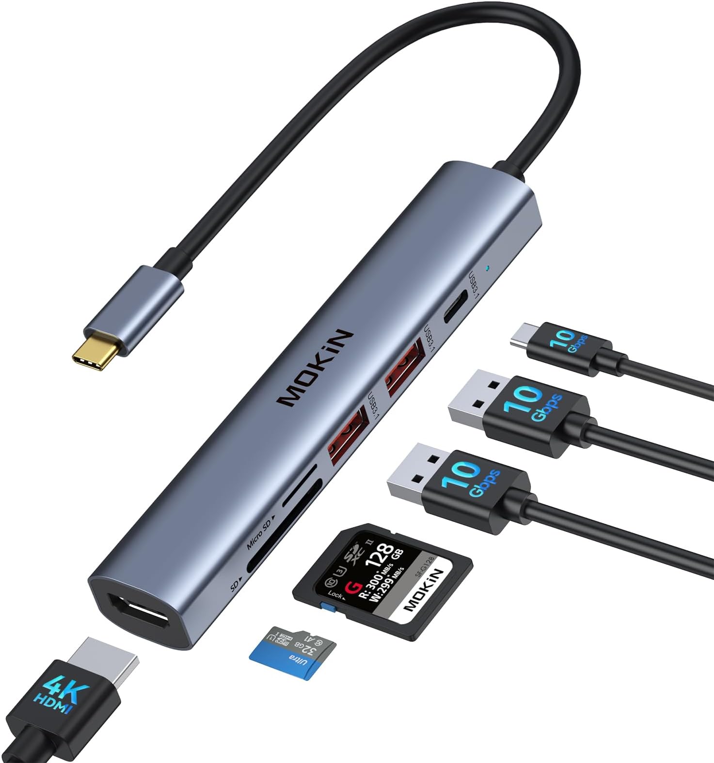 Amazon.com: USB C Hub Multiport Adapter, 6 in 1 USB C to HDMI Adapter ...