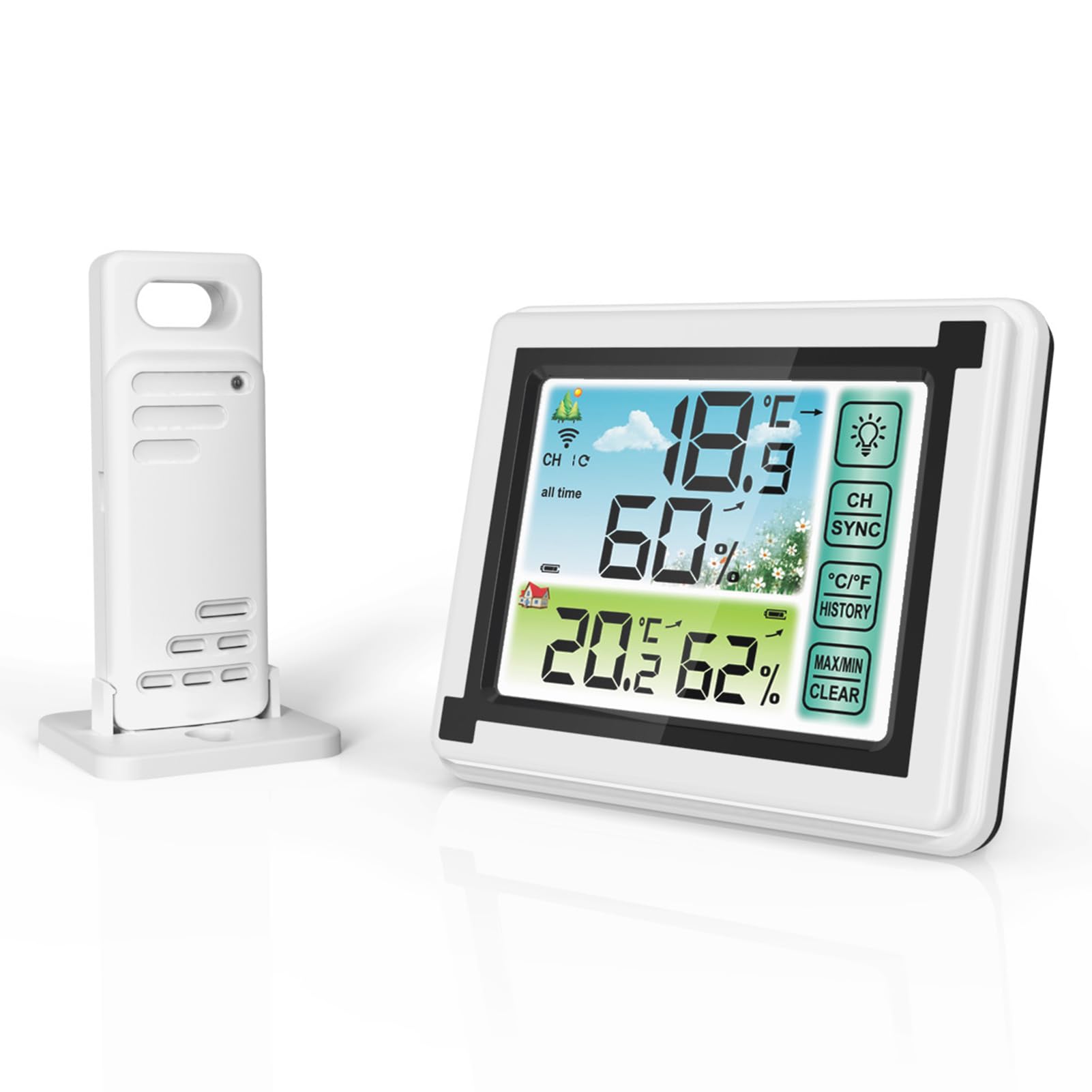 ThreeH Indoor Outdoor Thermometer Thermometer Weather Station Wireless ...