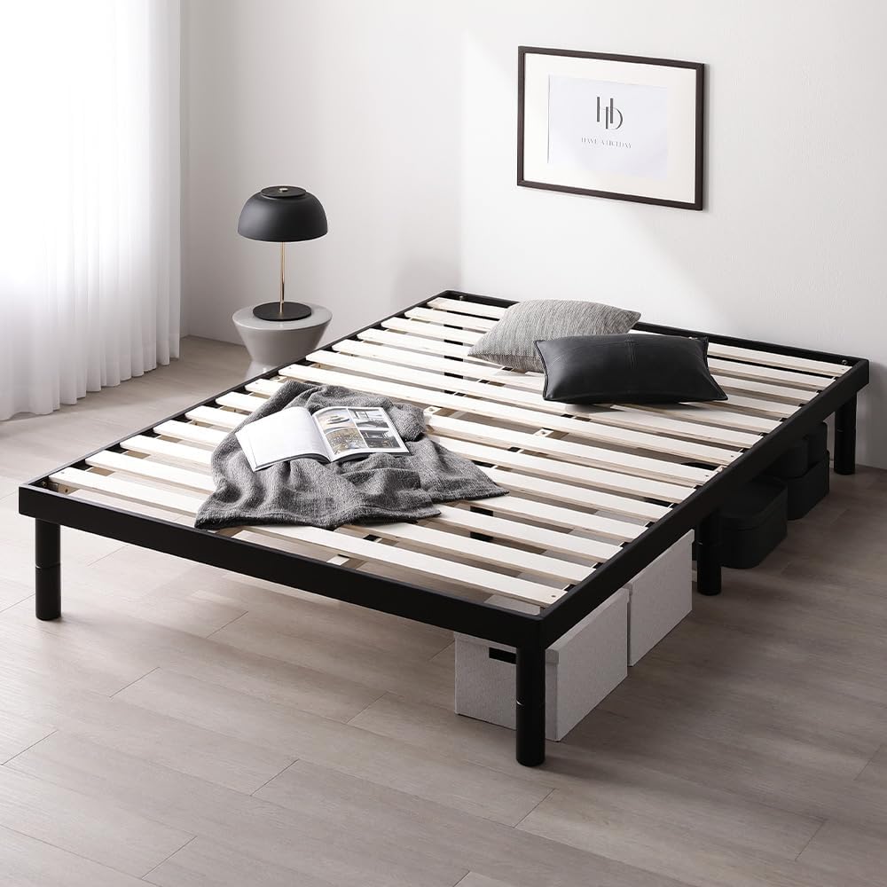 Amazon｜RASIK ベッド すのこ セミダブル フレームのみ ブラック ヘッドレス 3段階高さ調節 天然木 お客様組立 NOORA ノーラ｜ベッドフレーム オンライン通販